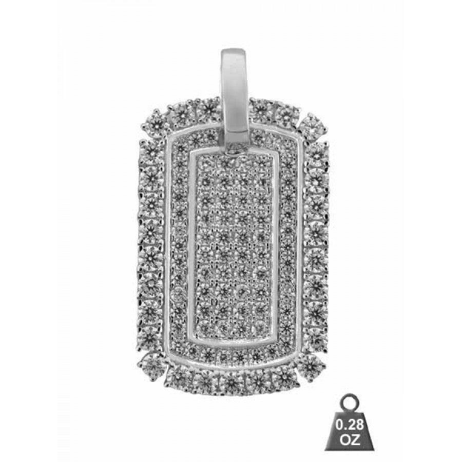 Iced out Dog Tag in Silver – Watches International, LLC